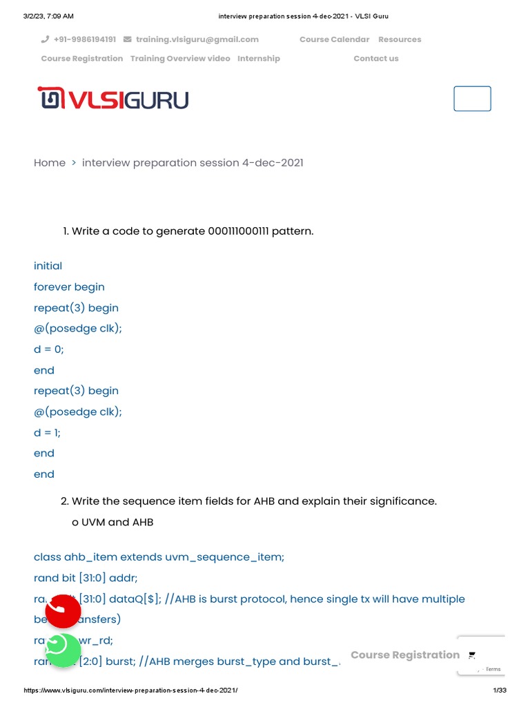 Interview Preparation Session 4-Dec-2021 - VLSI Guru | PDF | Computer ...
