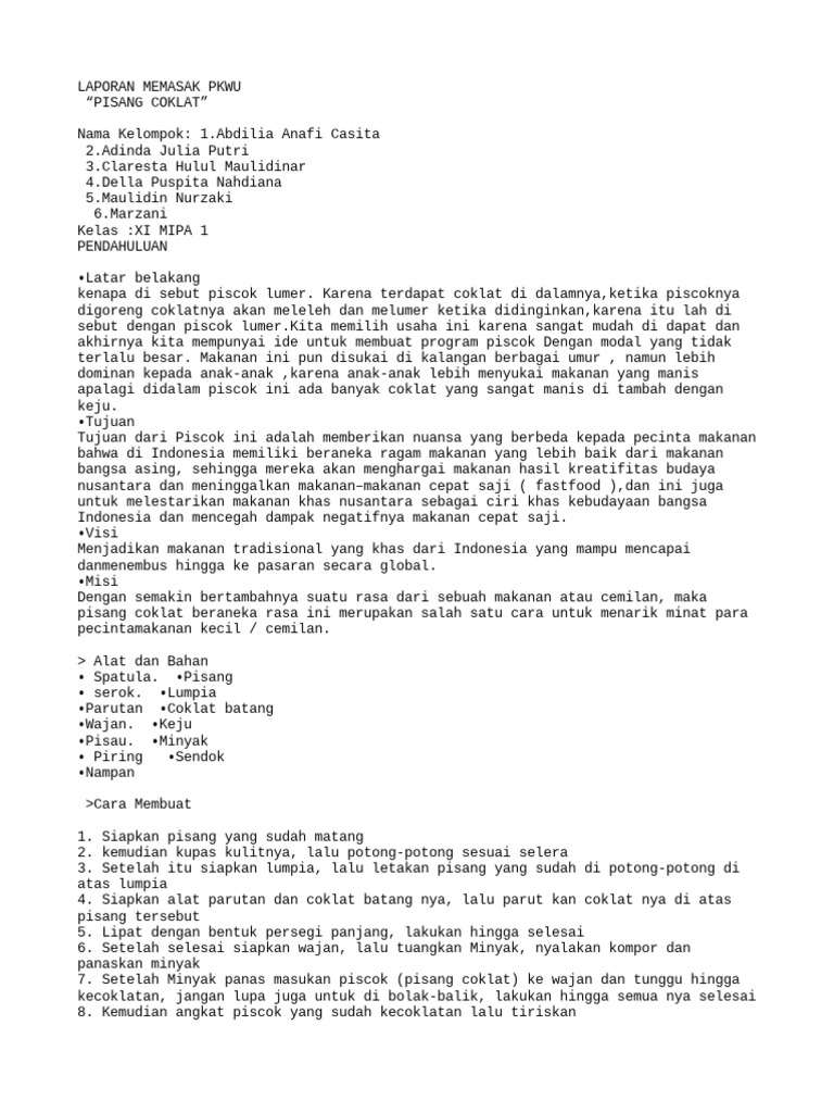 Laporan Memasak-Wps Office | PDF