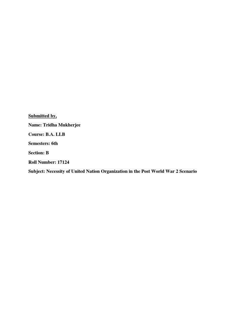 United Nations Organization Pdf United Nations International