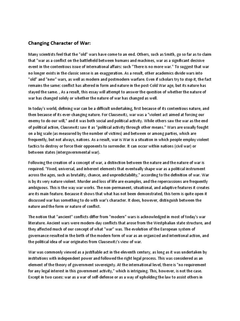 Changing Character of War-1 | PDF | World War II | International Relations Changing Character of War-1 | PDF | World War II | International Relations