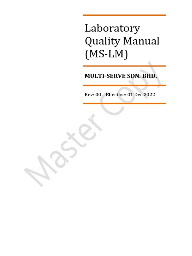Laboratory Quality Manual Overview | PDF | Calibration | Metrology