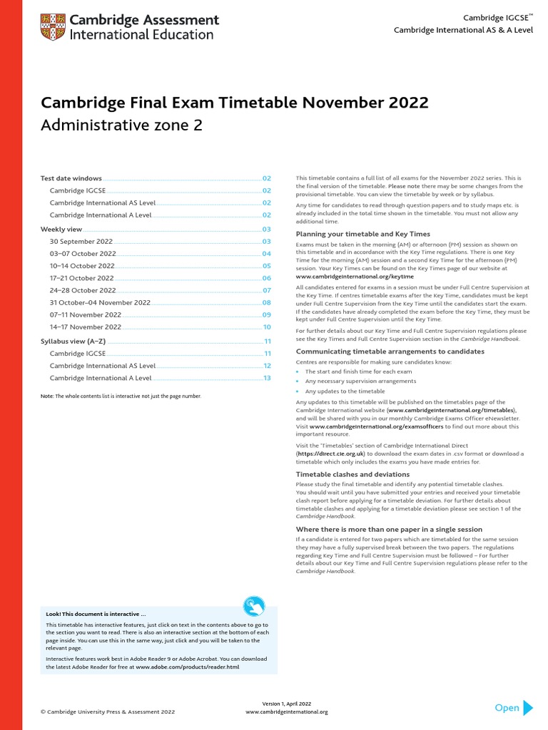 Zone 2 November Timetable | PDF | Science