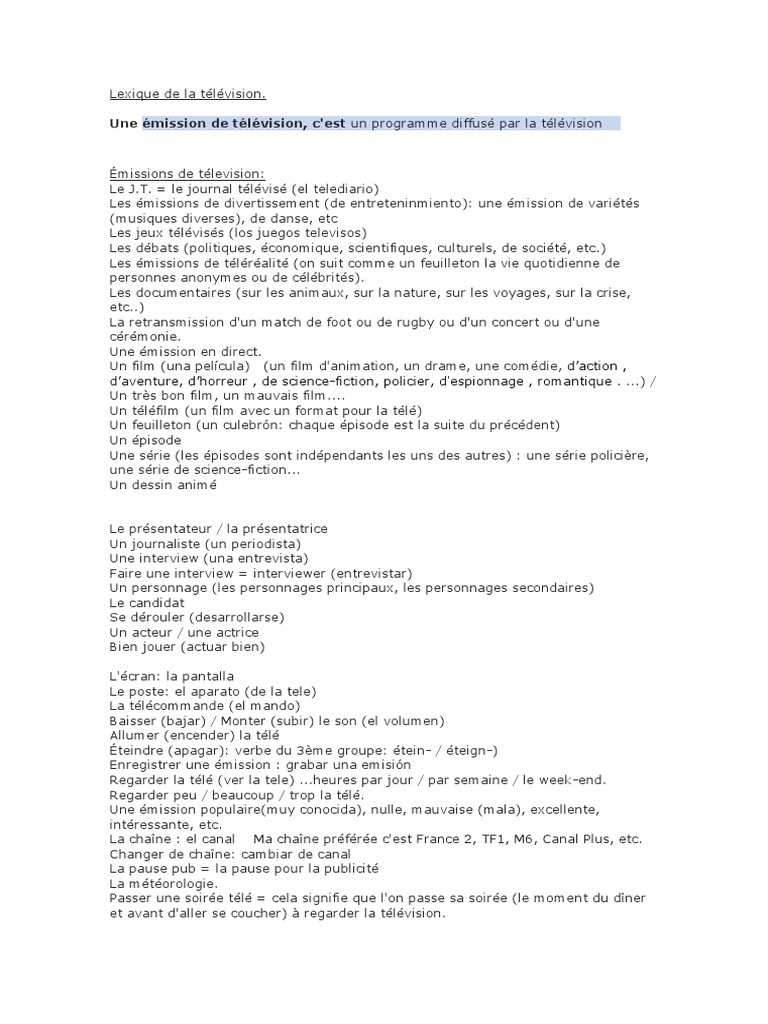 Vocabulaire Les Medias | PDF