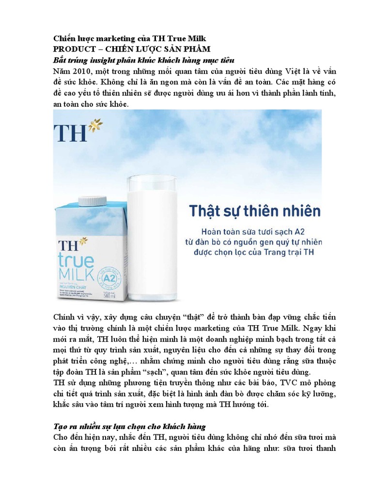 Chiến lược marketing của TH True Milk | PDF