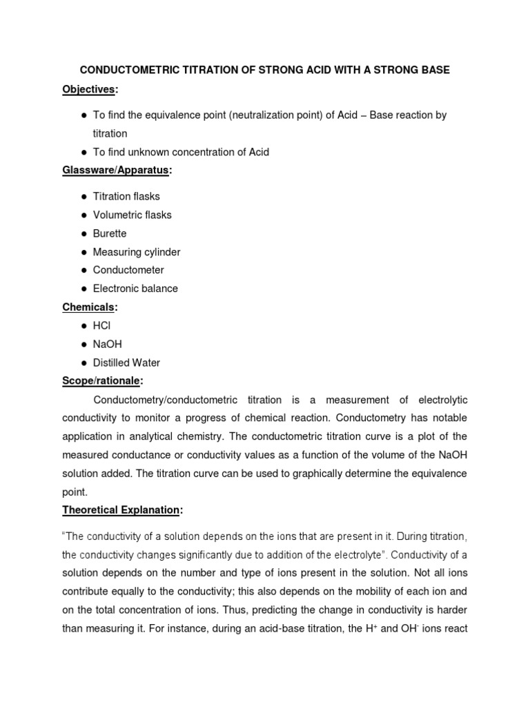 Conductometric Titration-1 | PDF | Titration | Chemistry