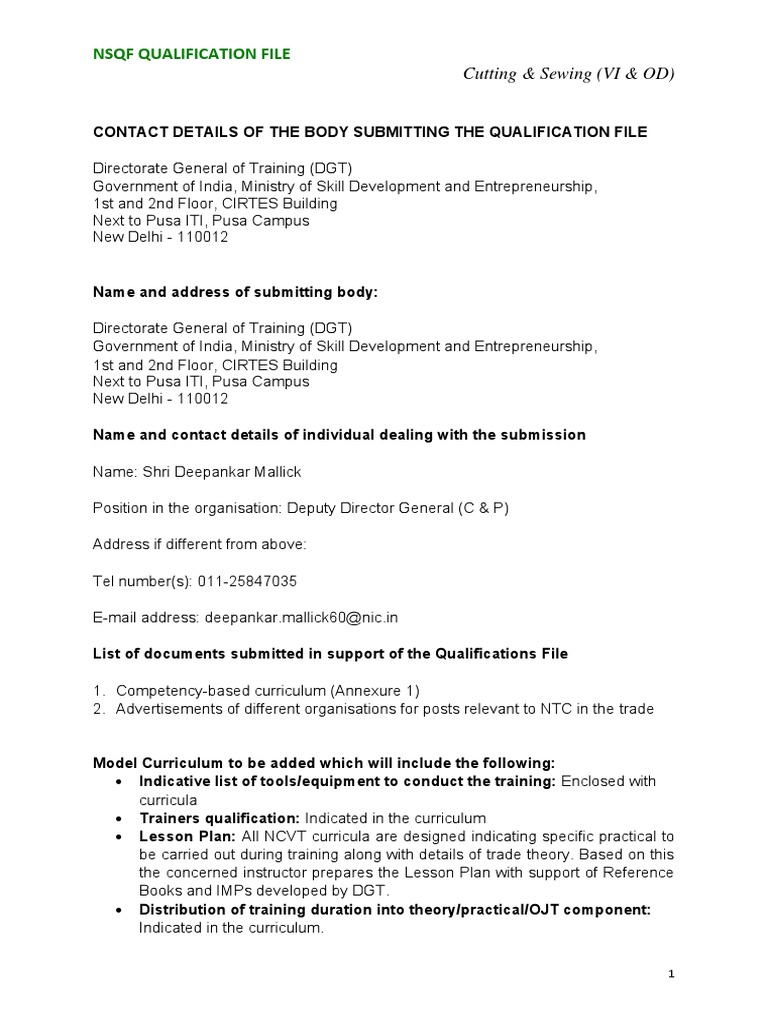 Cutting & Sewing Qualification File | PDF | Educational Assessment | Sewing