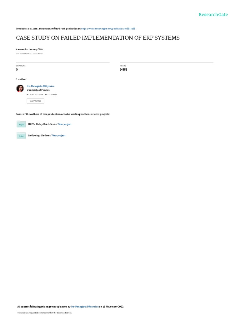 Case Study On Failed Implementation of Erp | PDF | Enterprise Resource Planning | Hewlett Packard