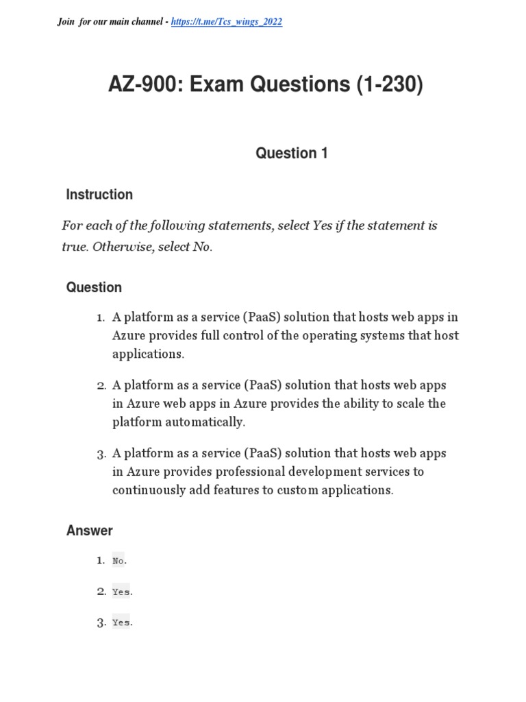 Azure-900 MCQ Dumps | PDF | Cloud Computing | Platform As A Service