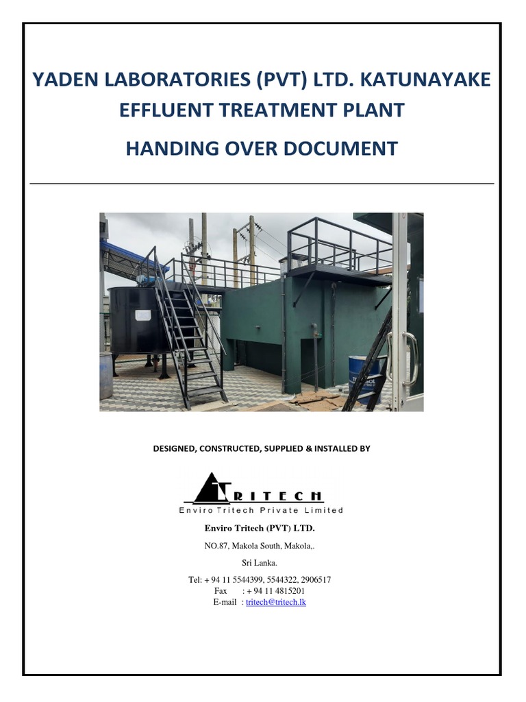 Handover Document - Yaden Katunayake | PDF | Sewage Treatment | Water ...
