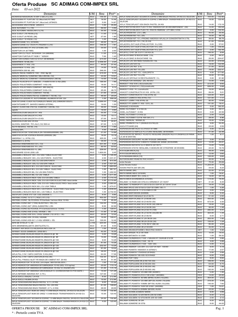 Oferta Produse SC ADIMAG COM-IMPEX SRL: An Extensive List of ...