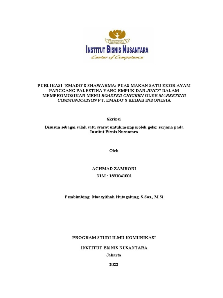 Contoh BAB 1 PENDAHULUAN (Penelitian Kualitatif Bidang MarComm ...