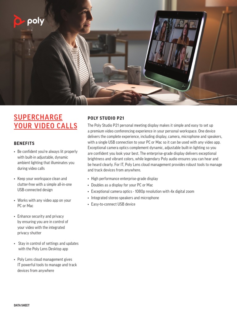 Poly Studio p21 Data Sheet | Download Free PDF | Usb | Camera