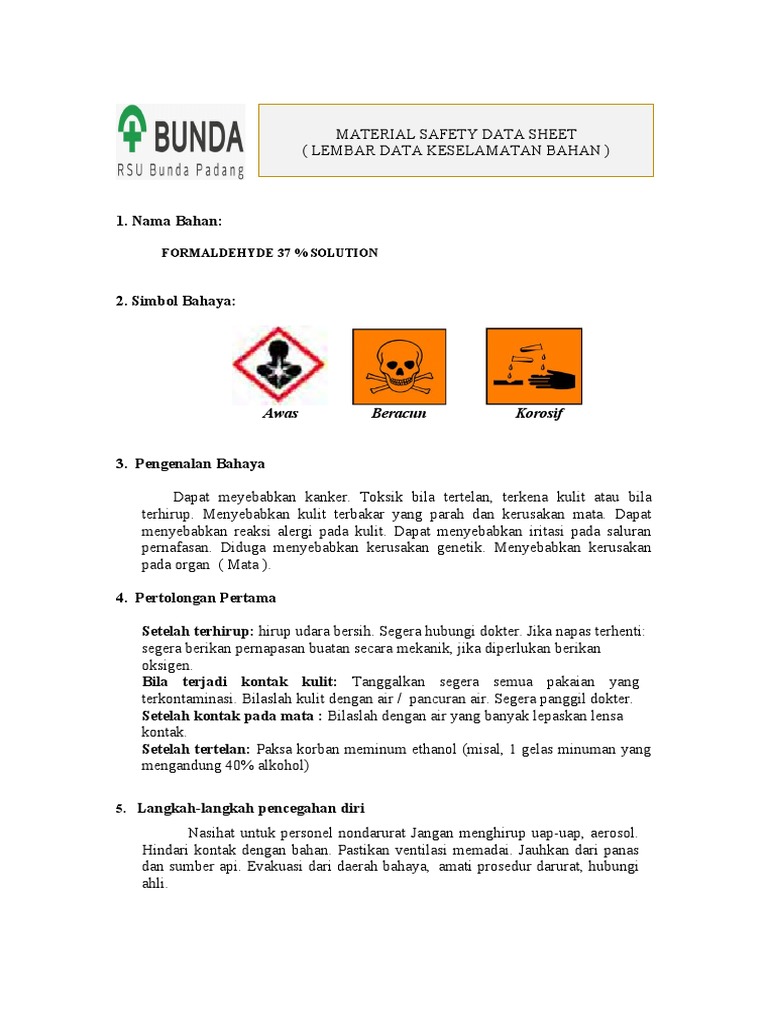 MSDS Formalin | PDF