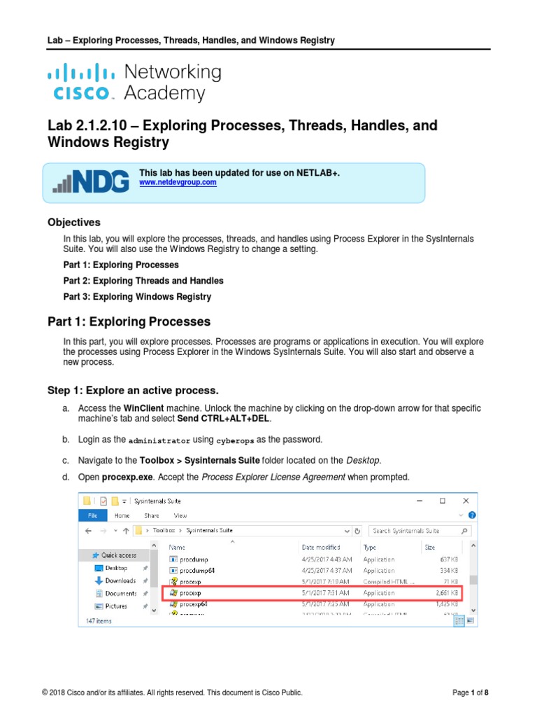 2 1 2 10 Lab Exploring Processes Threads Handles and Windows Registery | PDF | Windows Registry ...