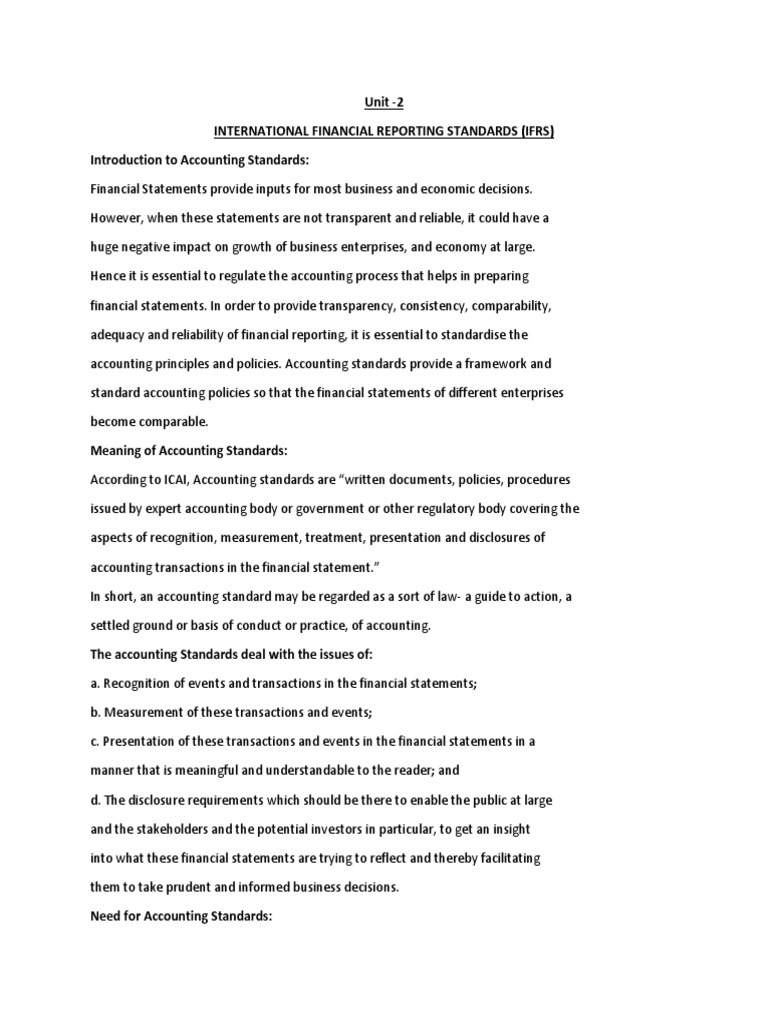 Unit - 2 Accounting Standard | PDF | Debits And Credits | International Financial Reporting ...