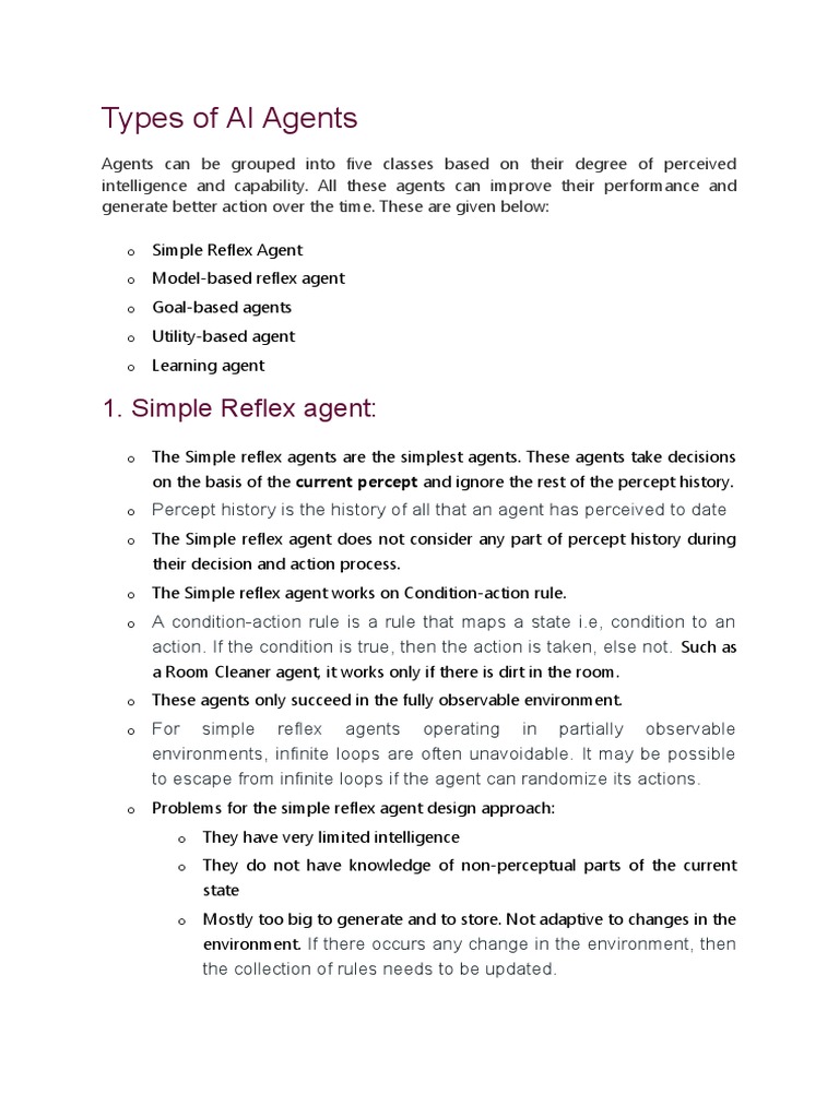 Types of AI Agents | PDF | Behavior Modification | Cognitive Science