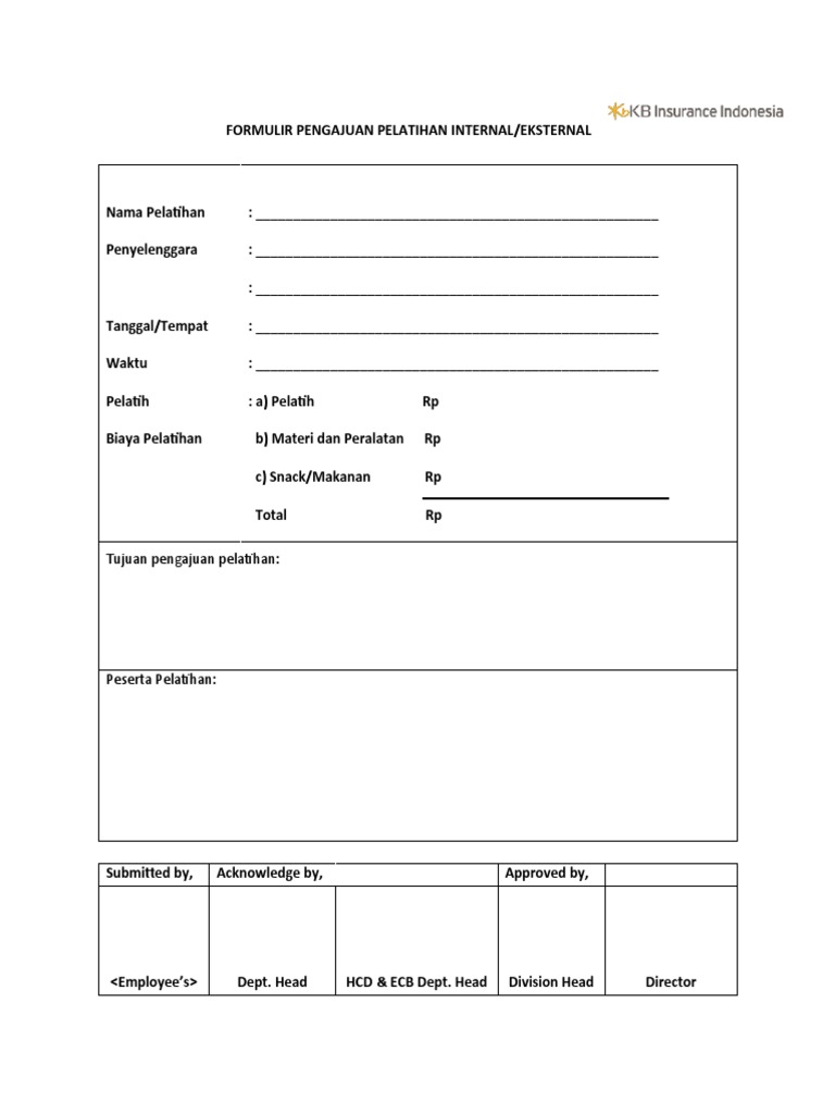 Formulir Pengajuan Pelatihan Internal - Eksternal | PDF