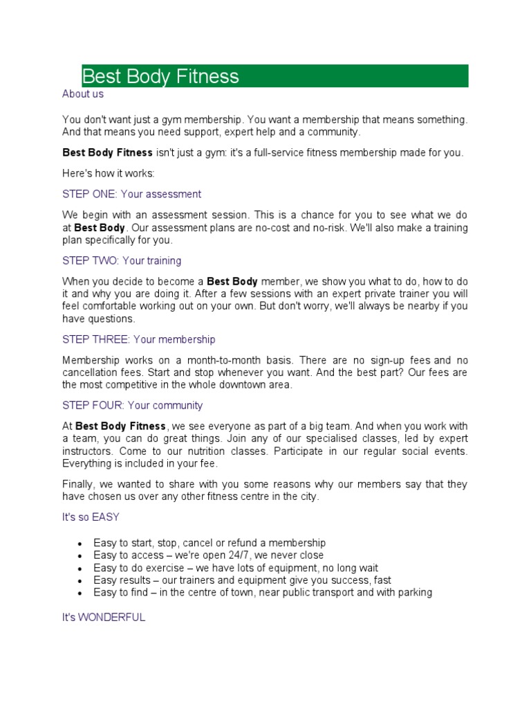 Best Body Fitness | PDF