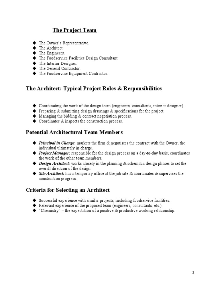 The Project Team | PDF | Architect | Business