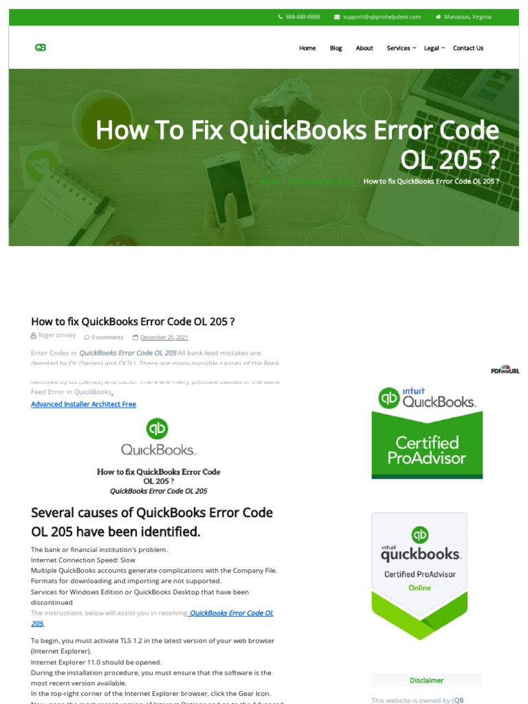 Fixing QuickBooks Error Code OL 205 | PDF | Quick Books | Internet Explorer
