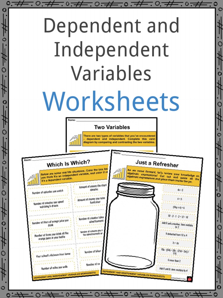 Sample Dependent and Independent Variables Worksheets | PDF | Variable (Mathematics) | Equations