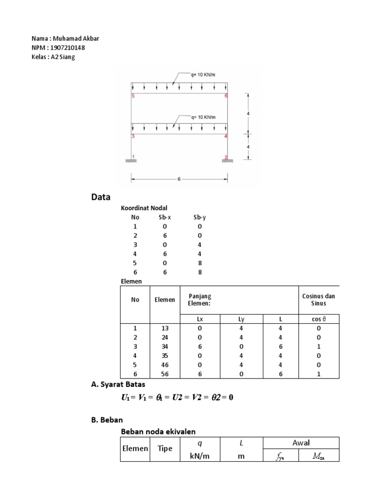 Data Koordinat Nodal dan Elemen Struktur Baja 2D | PDF