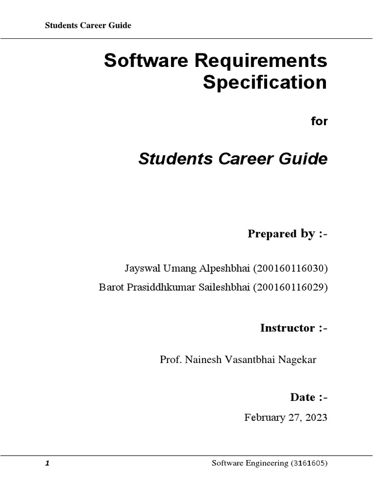 Software Requirements Specification: Students Career Guide | PDF ...