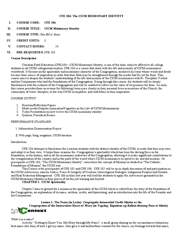 Cfe 104 Prelims | PDF | Jesus | Mary, Mother Of Jesus