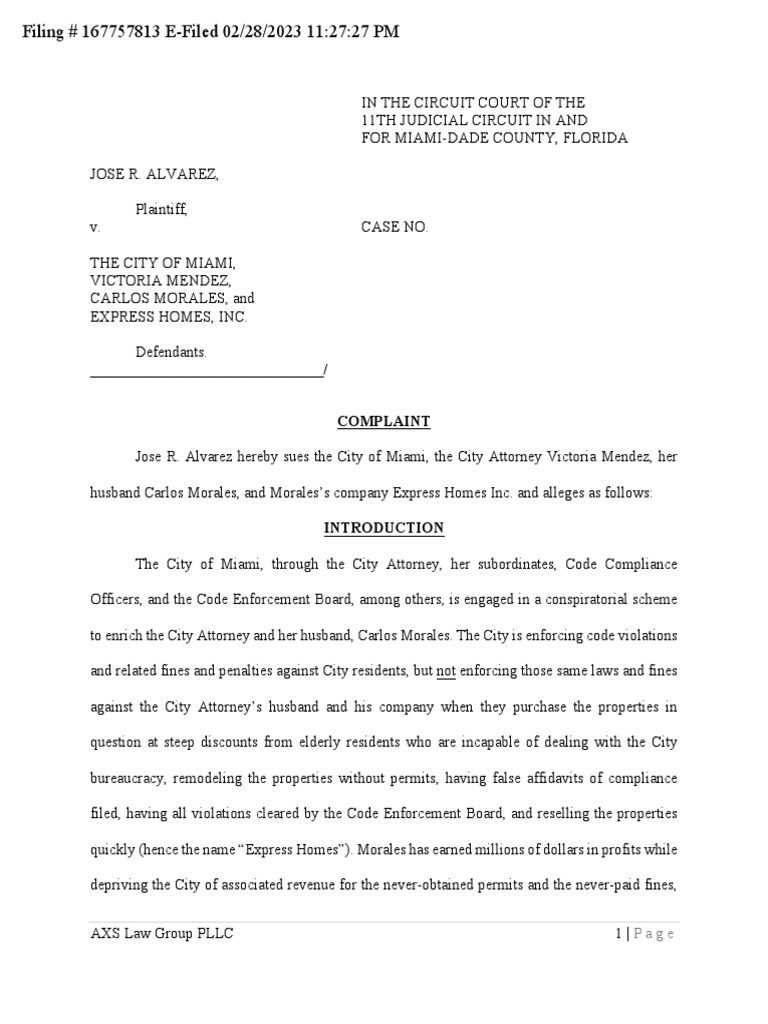 Lawsuit Filed Against Victoria Mendez and Husband, Carlos Morales | PDF ...