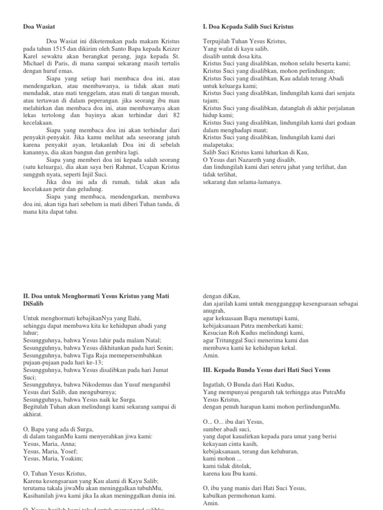 Doa Wasiat untuk Perlindungan dan Berkah | PDF