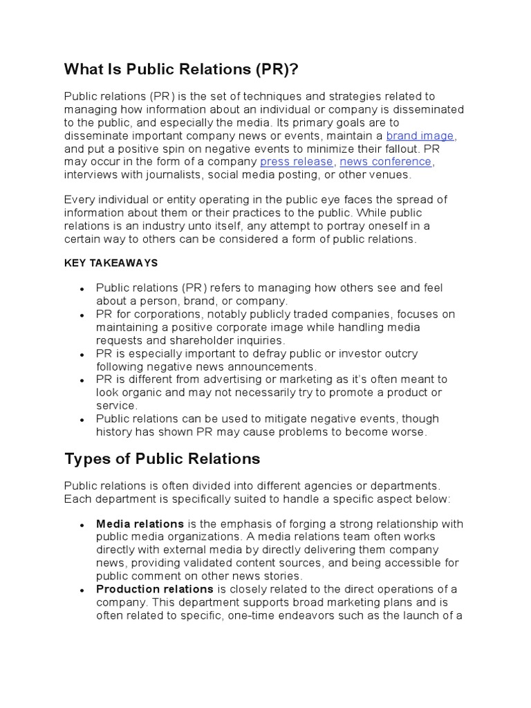What Is Public Relations | PDF | Public Relations | Mass Media