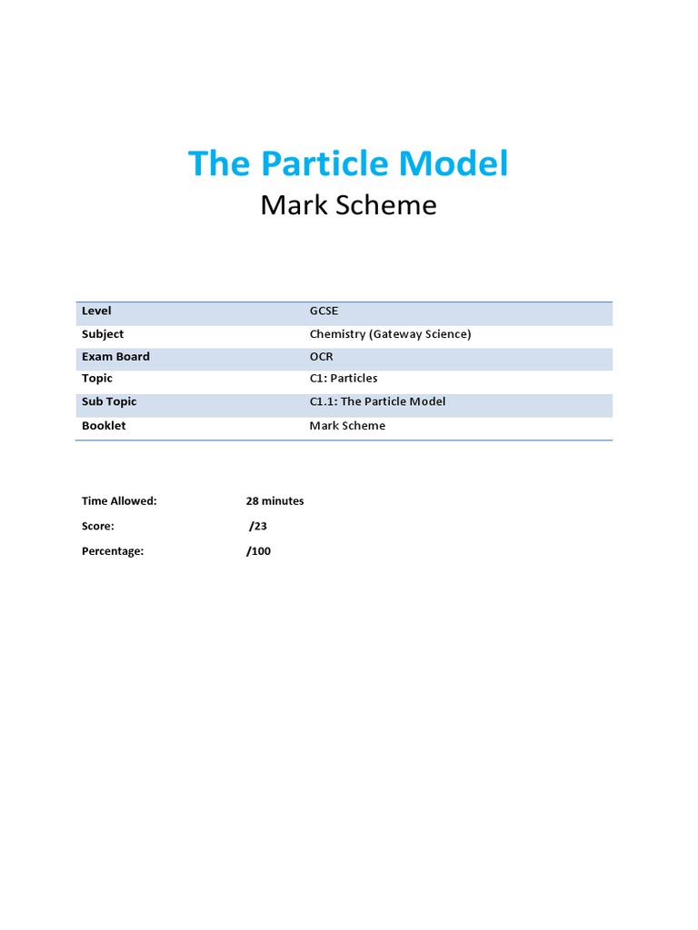 1 The Particle Model Ms-Gcse Ocr Chemistry Gateway Science | PDF ...