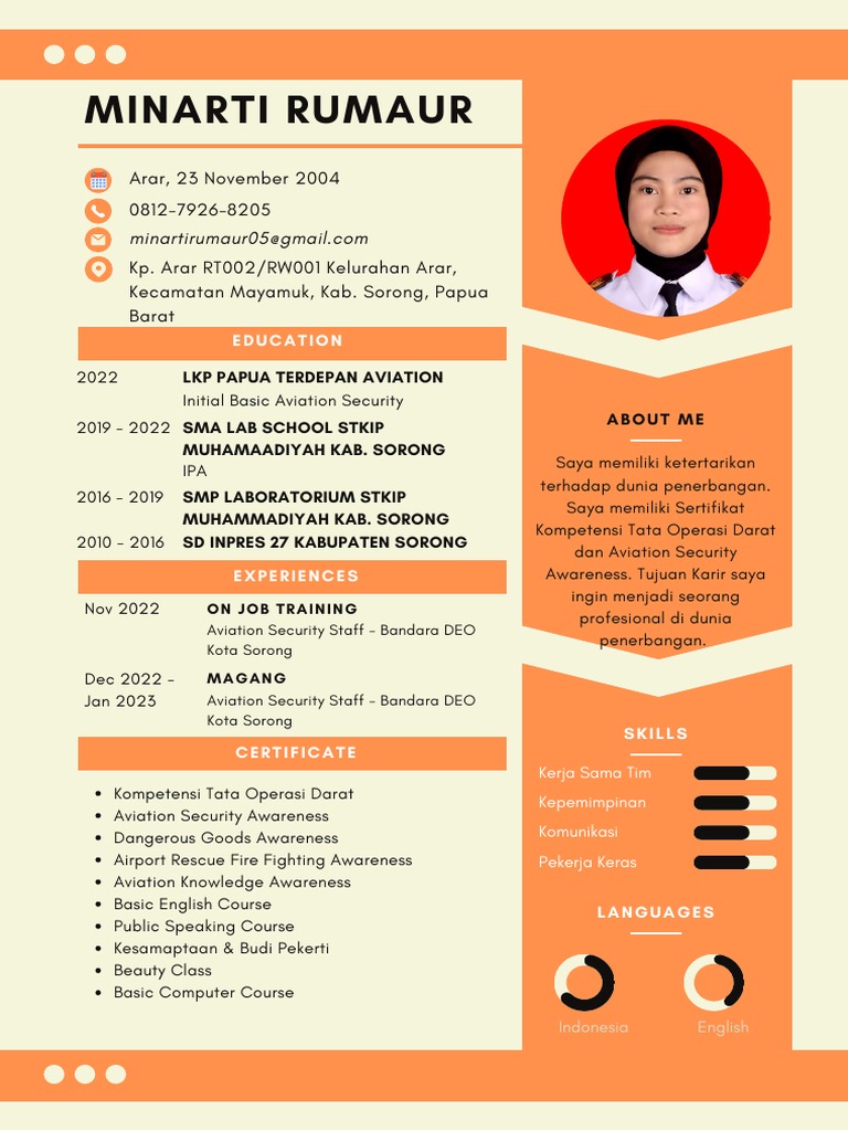 Contoh CV untuk Aviation Security | PDF