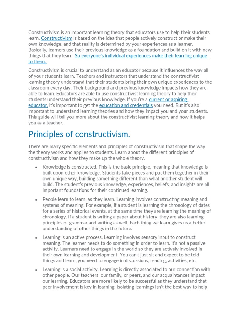 Constructivism Theory | PDF | Constructivism (Philosophy Of Education ...