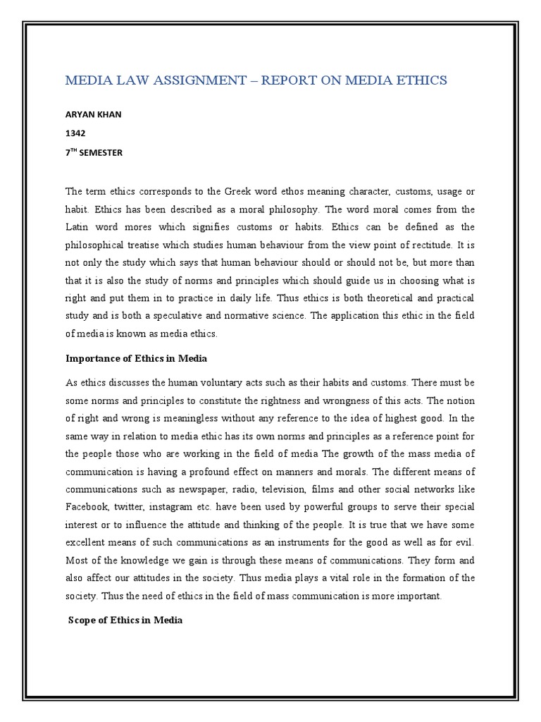 Media Ethics: Principles and Challenges | PDF | Freedom Of Speech ...