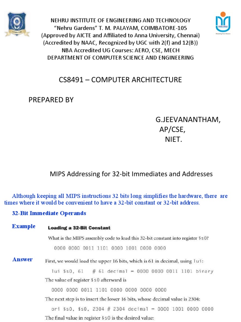 MIPS Addressing | PDF | Computer Architecture | Digital Electronics