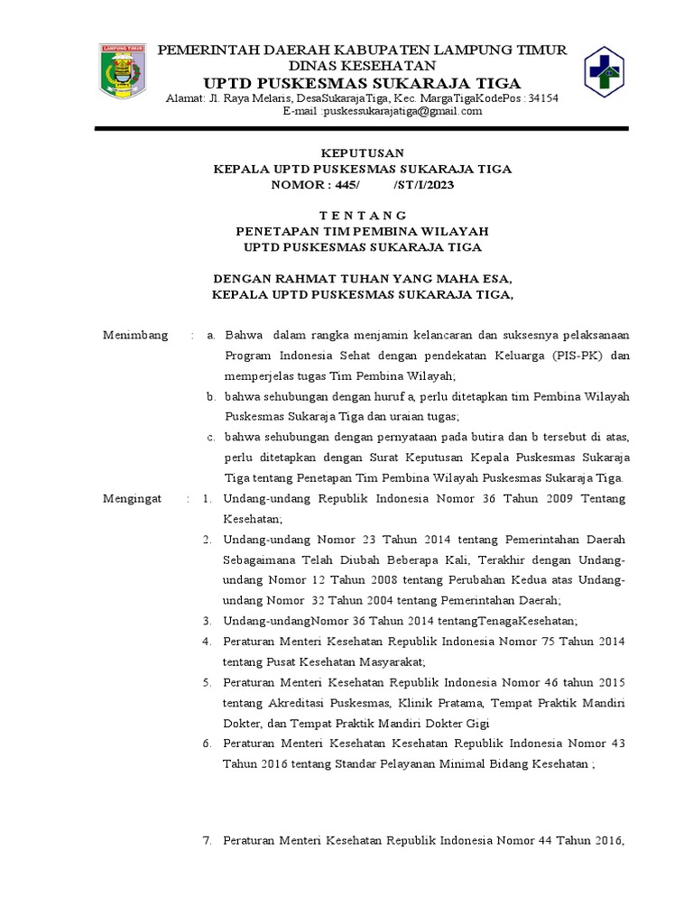 2023-SK Tim PIS-PK Dan Tim Binwil | PDF