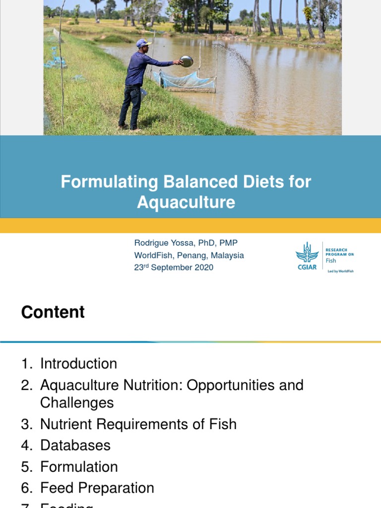 Formulating Balanced Diets For Aquaculture: Rodrigue Yossa, PHD, PMP ...