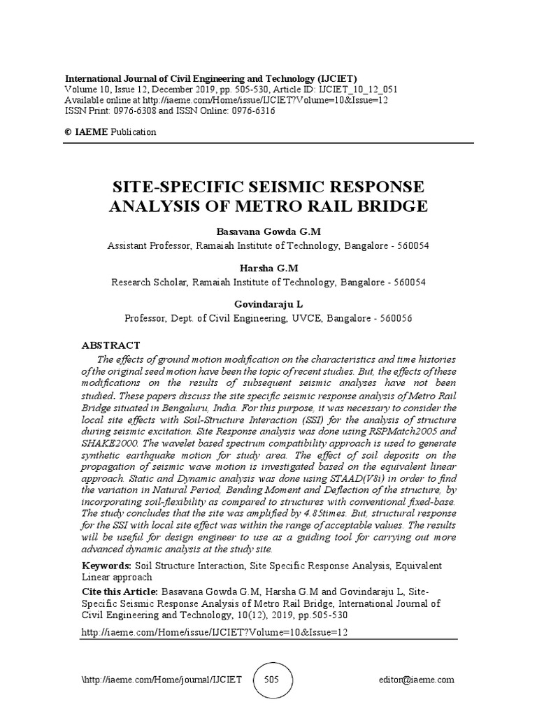 Site Specific Seismic Response Analysis | Download Free PDF | Deep Foundation | Physical Sciences