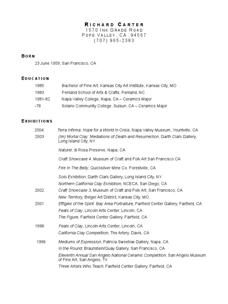 Richard Carter Resume 2008 | PDF | Napa County, California | California