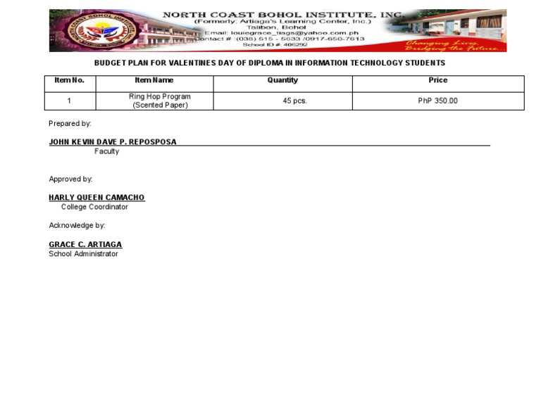 BUDGET-PLAN-FOR-Program - RING HOP | PDF