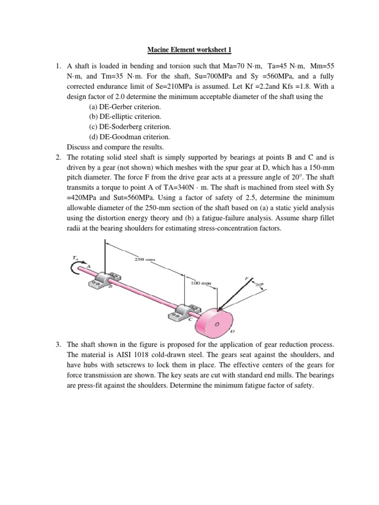 Machine Element II Worksheet 1 | PDF