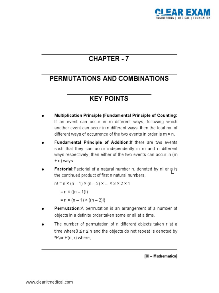 Permutation and Combinations | PDF | Permutation | Numbers