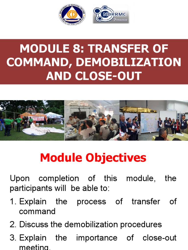 Module 8 - Transfer of Command, Demobilization and Closeout | PDF ...