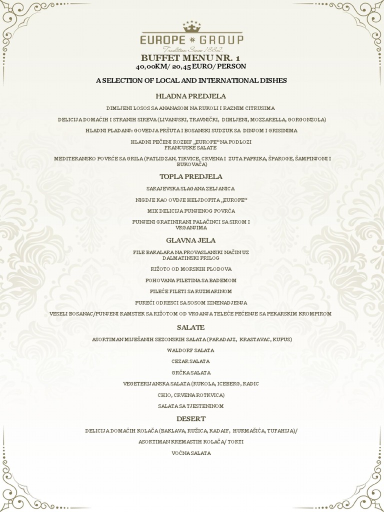Buffet Menu Bos | PDF