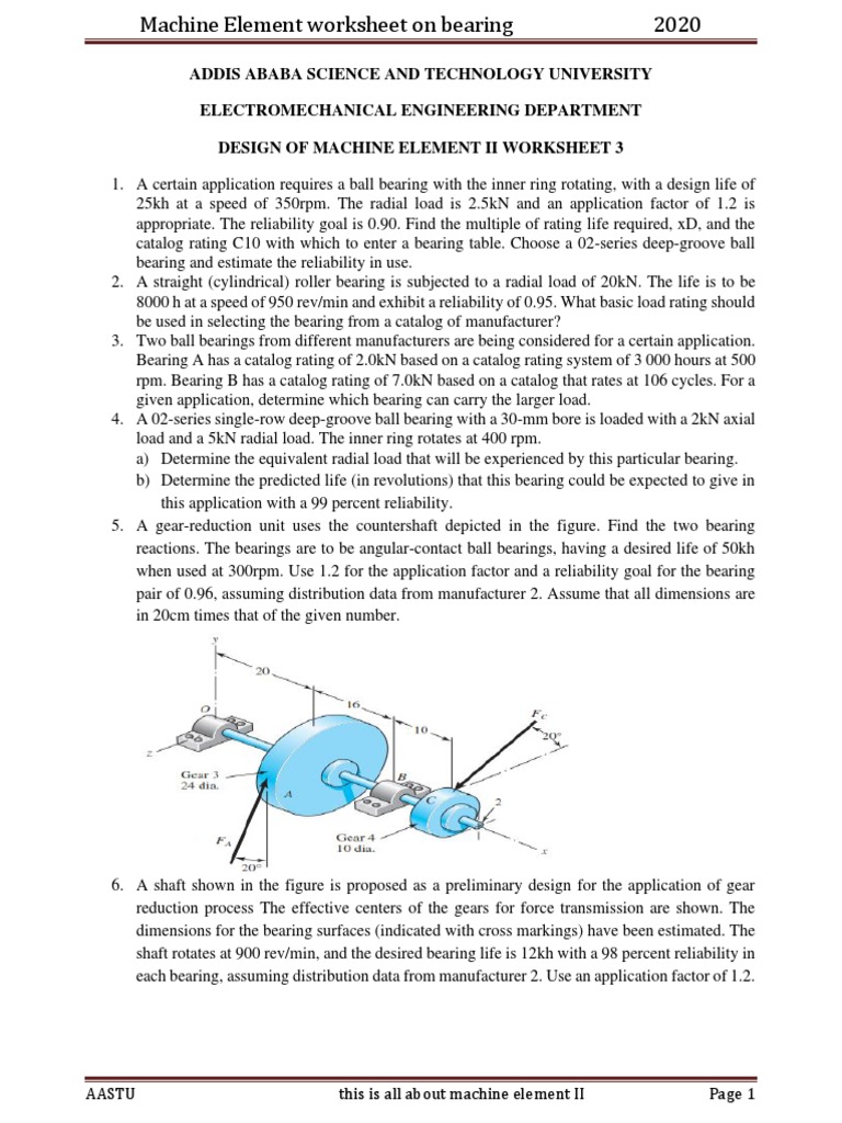 Machine Element II Worksheet 3 | PDF | Bearing (Mechanical) | Belt (Mechanical)