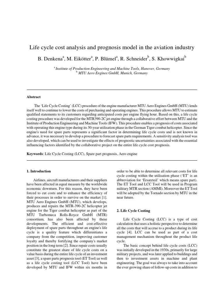 Forecasting Life Cycle Costs and Spare Parts Requirements for Military ...