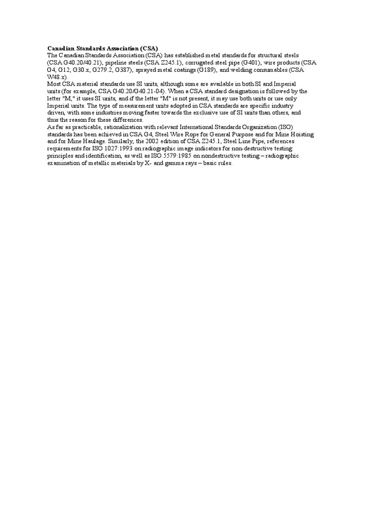 CSA Metal Standards Overview | PDF | Technology & Engineering