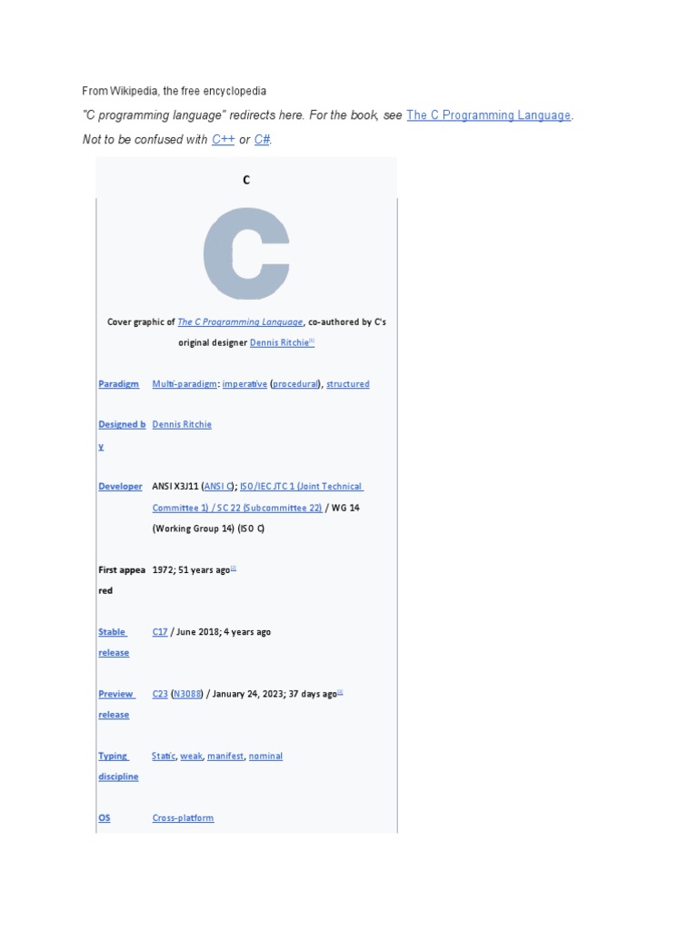 History of C Language | PDF | C (Programming Language) | Pointer (Computer Programming)