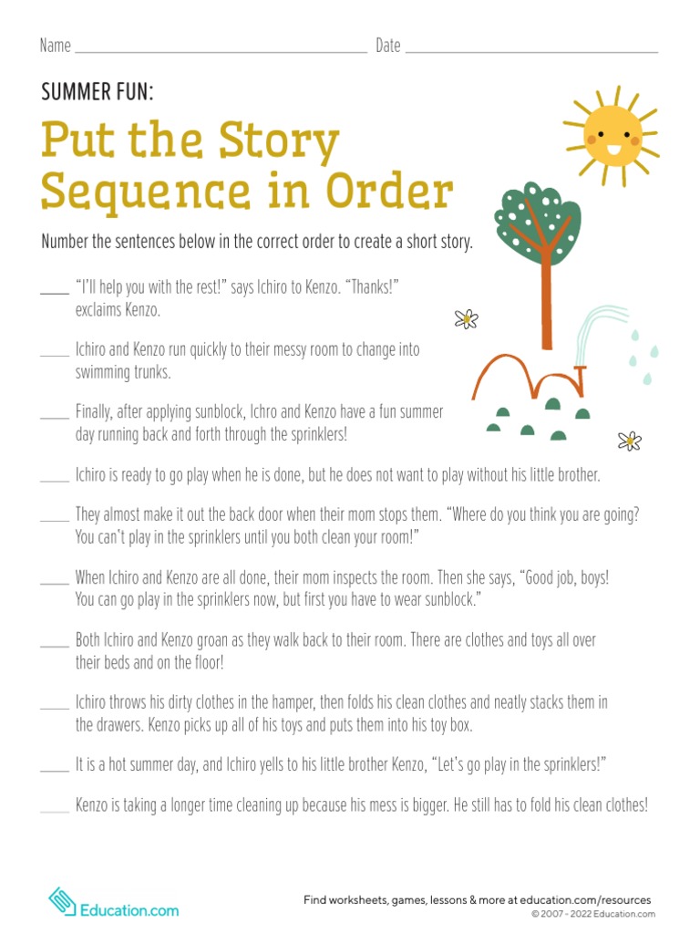 Put Story Sequence in Order | PDF | Language Arts & Discipline ...